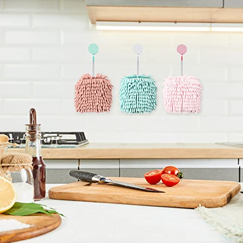 Emivery 6pcs Absorbent Chenille Hand Towel Fluffy Ball Towels with Hanging Loop Bathroom Microfiber Quick Drying Towels