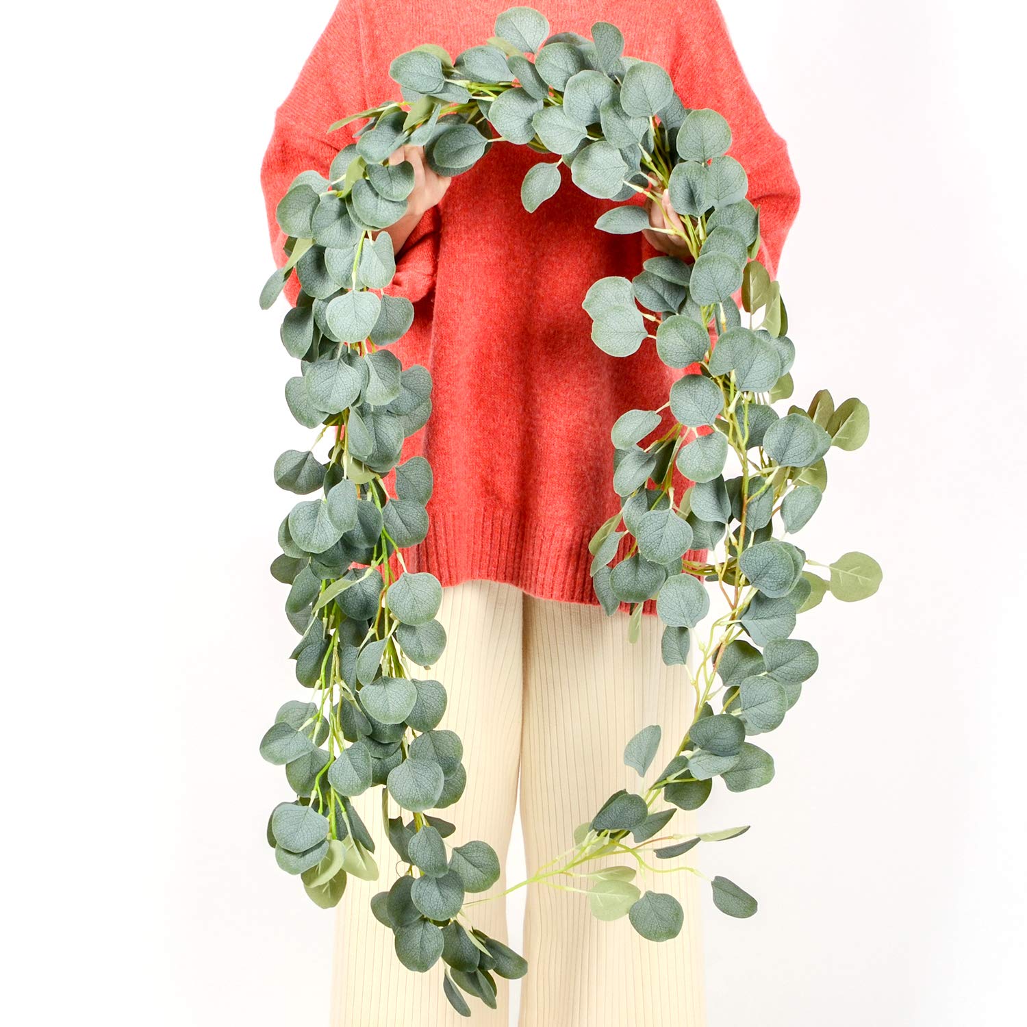 DearHouse 6Pcs Artificial Eucalyptus Garland Faux Silk Eucalyptus Leaves Vines Handmade Garland Greenery Wedding Backdrop Arch Wall Decor,6.1FT/Pcs