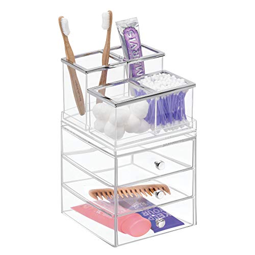 iDesign Clarity BPA-Free Plastic Customizable 4-Piece Organizer, 6.5" x 6.5" x 4.53"