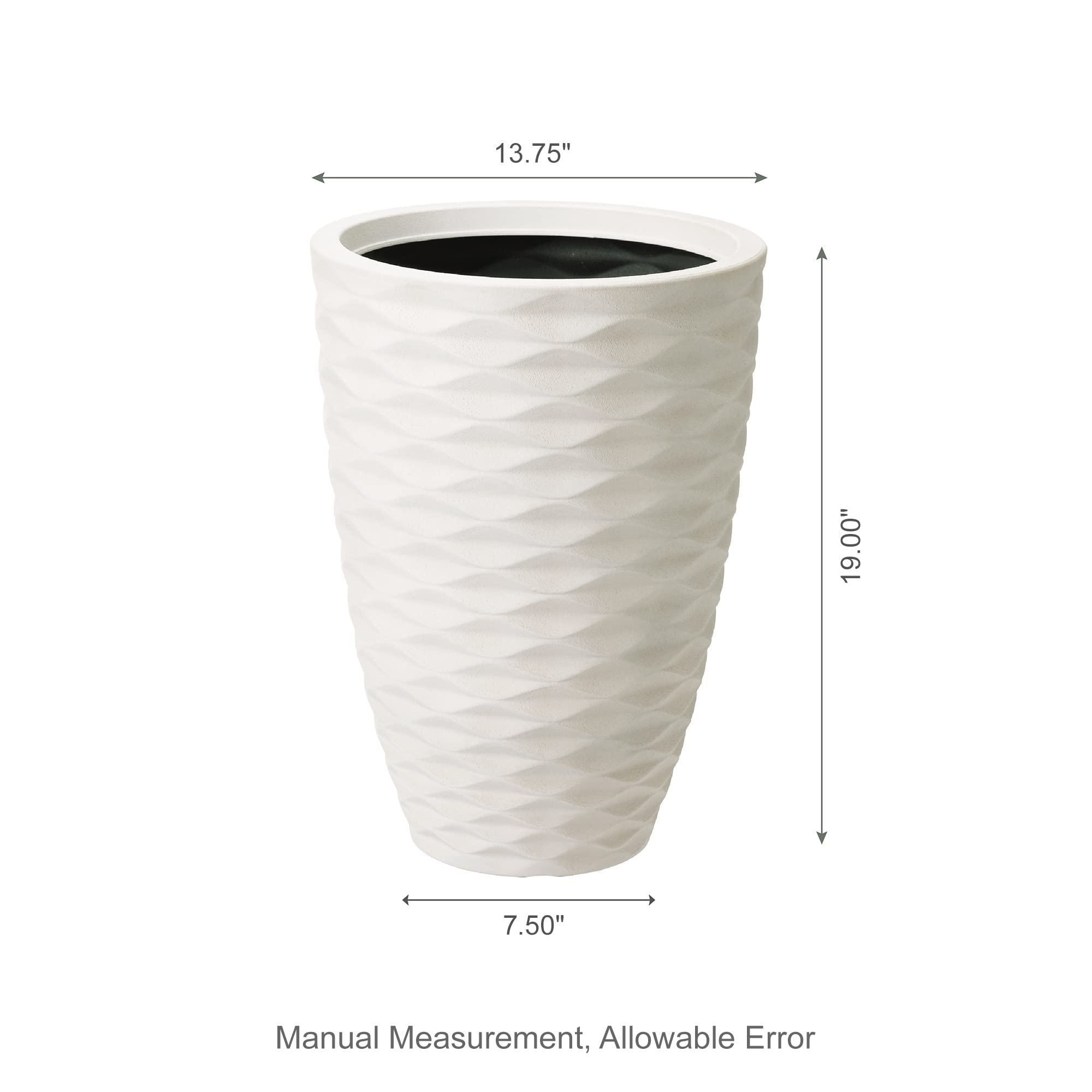 Glitzhome Outdoor Polyresin Planter Set of 2, Modern Decor Large Tall Gardening Containers Flower Pots, Sand Beige
