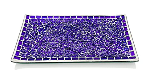 LushAccents Bathroom Accessories Set, 5-Piece Decorative Glass Bathroom Accessories Set, Soap Dispenser, Soap Tray, Vanity Tray, Jar, Toothbrush Holder, Elegant Lavender Mosaic Glass