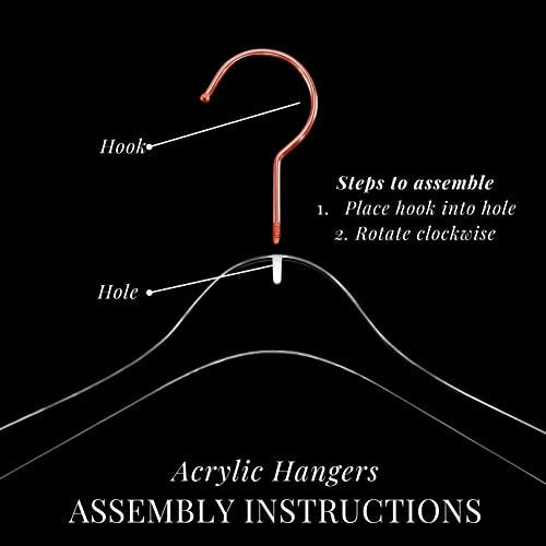 Acrylic Hangers (Rose Gold) Boutique Hangers Premium Clear Lucite Plexiglass Clothes Hangers