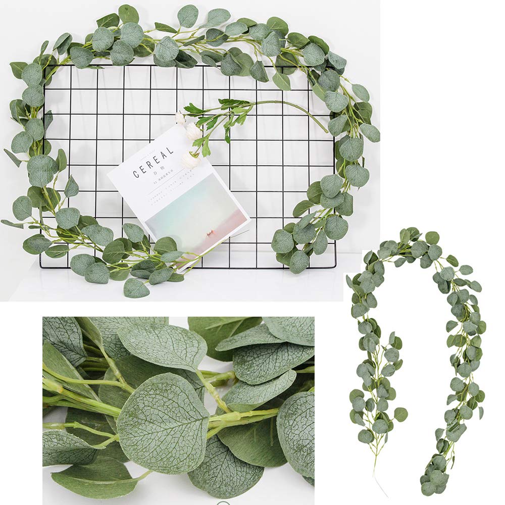 DearHouse 6Pcs Artificial Eucalyptus Garland Faux Silk Eucalyptus Leaves Vines Handmade Garland Greenery Wedding Backdrop Arch Wall Decor,6.1FT/Pcs