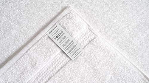Amazon Commercial Cotton Bath Towel Set - Pack of 6, 27 x 54 Inches, 650 GSM, White