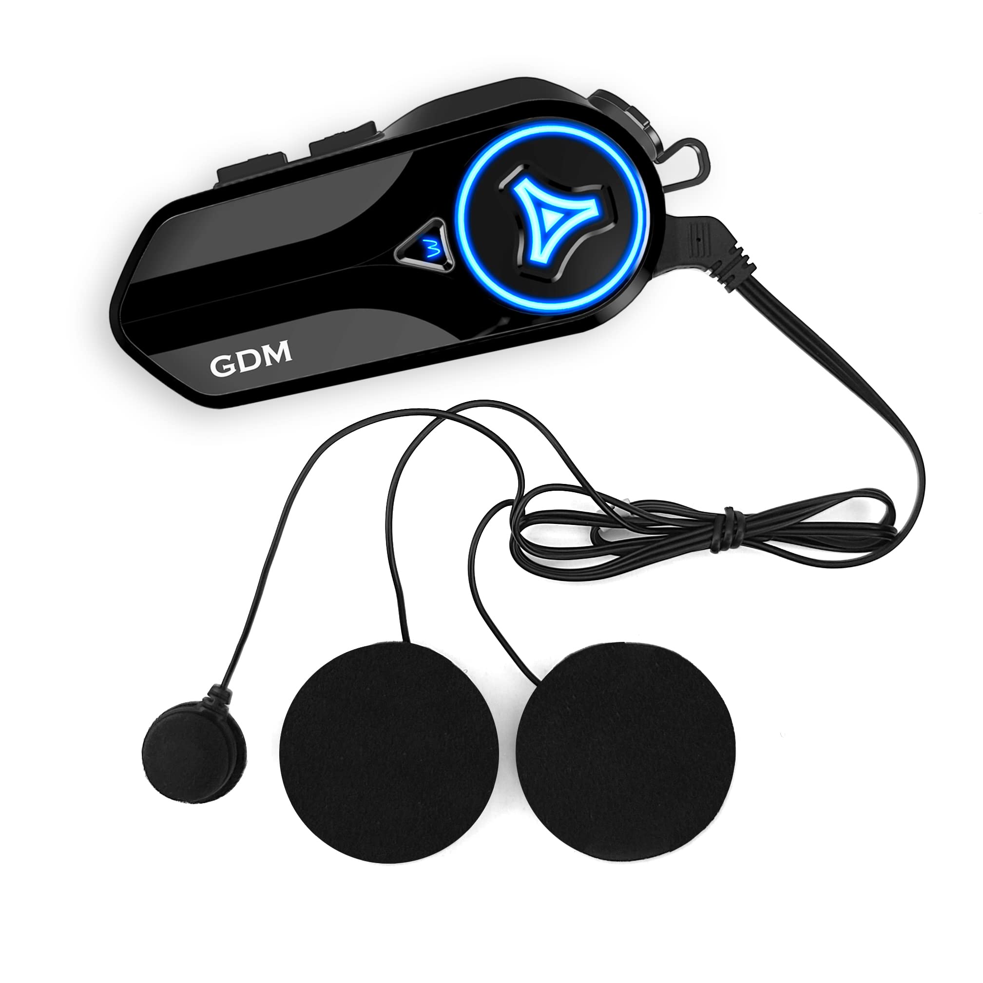 GDM VENOM Motorcycle Helmet with GDM HYPERSONIC Bluetooth Intercom Matte Black (Iridium & Clear Shields, Large)
