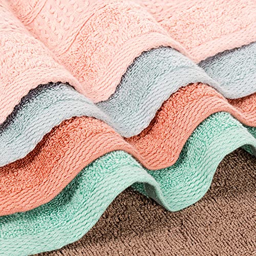 Chiicol Washcloths for Body and Face - Absorbent Bath Towels Bulk Set, 100% Cotton Hotel Towels for Bathroom in Bulk. Durable,Soft Bath Rags, Wash Rag (Multicolor, Pack of 12)