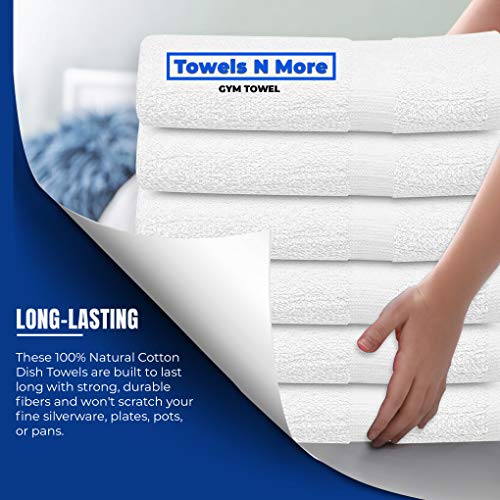Towels N More 6 Pcs New Gym Towels 20x40 White 100% Cotton Loop Terry Bath Towels Salon Towels Light Weight Fast Drying(6)