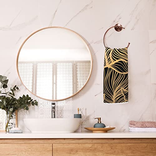 VunKo Gold Leaves Kitchen Microfiber Hair Hand Dish Towel Home Soft Highly Absorbent Decorative Dishcloth for Bathroom Beach Hotel Gym Spa Yoga 16 x 28 in