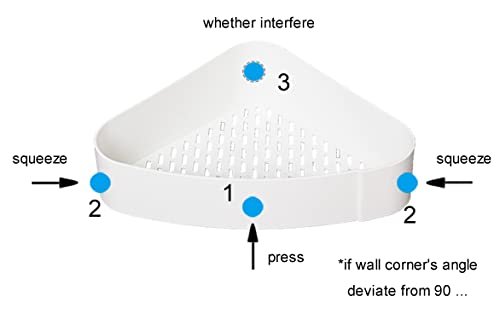 Fineget Corner Shower Caddy Plastic Adhesive Basket for Wall Bathroom Kitchen Bathtub Rustproof Inside Removable No Drilling Space Saving Shower Shelves Storage Organizer Quick Dry White 2 Pack