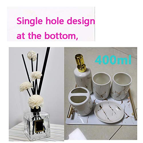 BREFIO Soap Dispenser Set,Contains Toothbrush Cup, Tray, Mouthwash Cup,Aromatherapy Combination ,soap Dish,7 Piece Ark Green Ceramics Soap Dispenser Set,Bath Accessories Set,Set in Marble Look, Whit