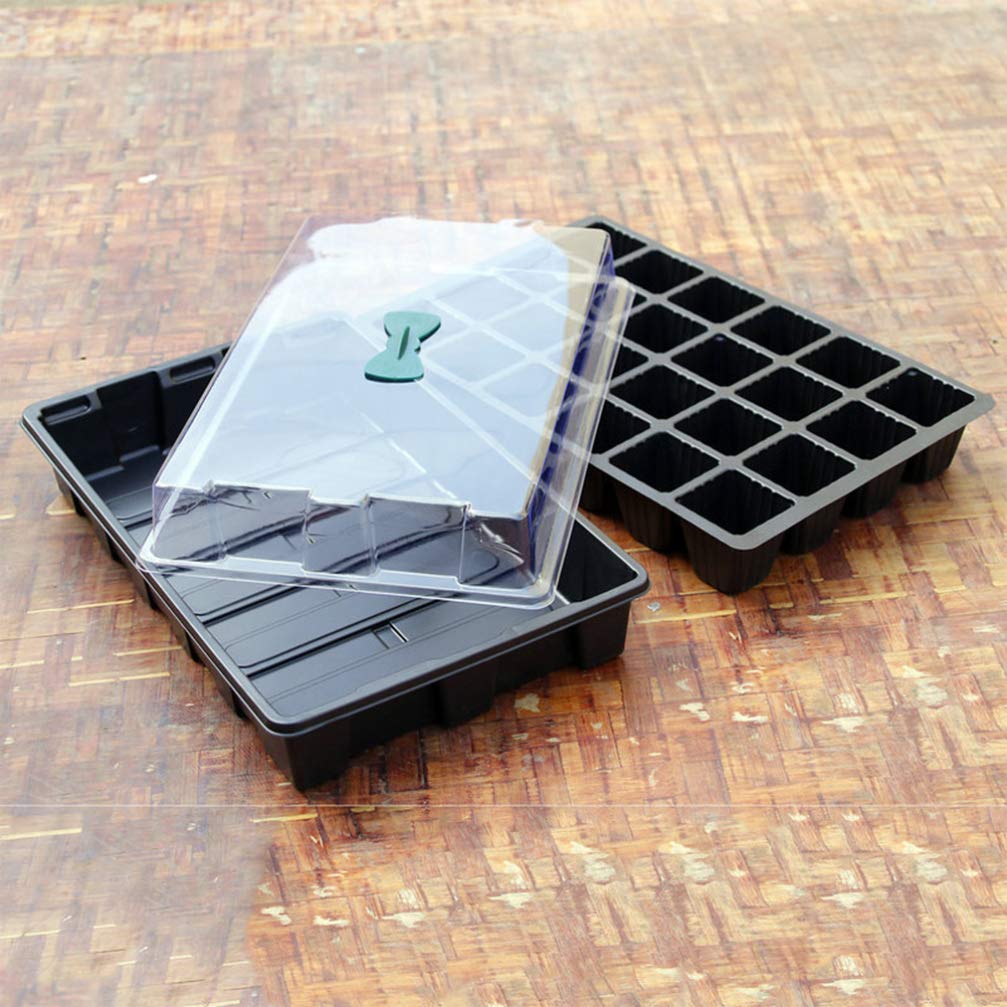 Happyyami 4 Sets 24 Plug Plant Trays Tray Kits Propagation Tray Germination Dome Germination Trays Supplies Starter pots Pot Trays Micro Greens Plant Germination Tray Organic Planter