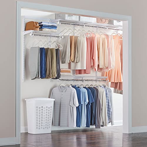 Rubbermaid Configurations 4-8 Feet Expandable Hanging and Shelf Space Custom DIY Closet Organizer Kit, White (2 Pack)
