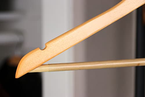 Wooden Hangers 20 Pack- Extras Included- 5 Shoulder Shapers - 2 Bag or Scarf Hangers- 3 Hanger Options in 1 Box- Non-Slip Pants Bar, Rotating Hook, Rounded Notches- Great Suit Hangers- 27 Total Pieces