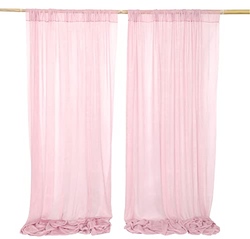 Lookein Dusty Rose Wedding Backdrop Wrinkle-Free White Sheer Backdrop Curtains 10ft x 10ft Chiffon Fabric Drapes for Wedding Ceremony Arch Party Stage Decoration