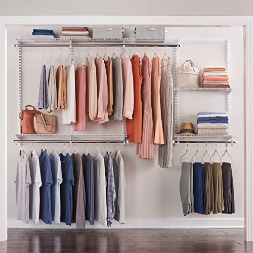 Rubbermaid Configurations 4-8 Feet Expandable Hanging and Shelf Space Custom DIY Closet Organizer Kit, White (2 Pack)
