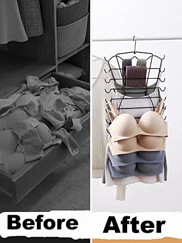 HAODOPSTY 8 Tier Tank Top Hanger, Metal Folding Bra Hanger for Closet (Matt Black, 1)