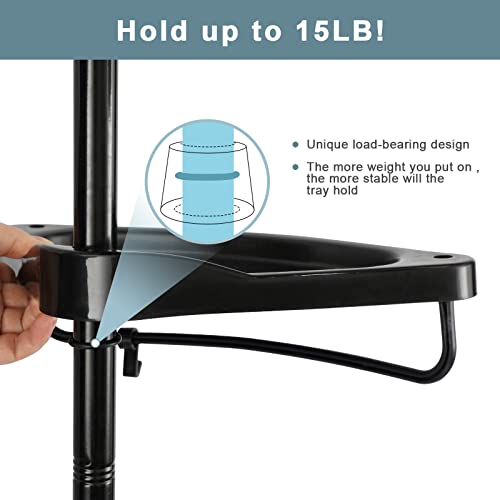 Corner Shower Caddy Tension Pole - Shower Organizer Tension Pole with 4 Shelves,Rust Resistant Stand Tension Rod Shower Caddy for Bathtub,Bathroom,RV,Kitchen Storage - Black,54-114” Adjustable