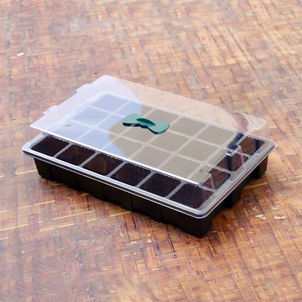 Happyyami 4 Sets 24 Plug Plant Trays Tray Kits Propagation Tray Germination Dome Germination Trays Supplies Starter pots Pot Trays Micro Greens Plant Germination Tray Organic Planter