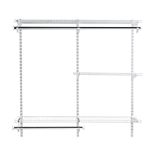 Rubbermaid Configurations 4-8 Feet Expandable Hanging and Shelf Space Custom DIY Closet Organizer Kit, White (2 Pack)