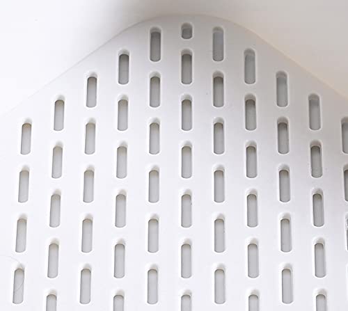 Fineget Corner Shower Caddy Plastic Adhesive Basket for Wall Bathroom Kitchen Bathtub Rustproof Inside Removable No Drilling Space Saving Shower Shelves Storage Organizer Quick Dry White 2 Pack