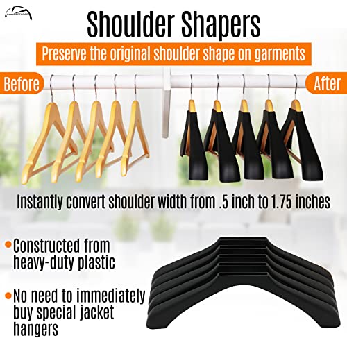 Wooden Hangers 20 Pack- Extras Included- 5 Shoulder Shapers - 2 Bag or Scarf Hangers- 3 Hanger Options in 1 Box- Non-Slip Pants Bar, Rotating Hook, Rounded Notches- Great Suit Hangers- 27 Total Pieces