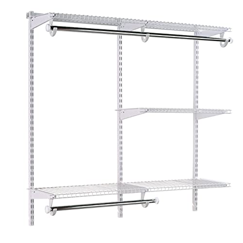Rubbermaid Configurations 4-8 Feet Expandable Hanging and Shelf Space Custom DIY Closet Organizer Kit, White (2 Pack)