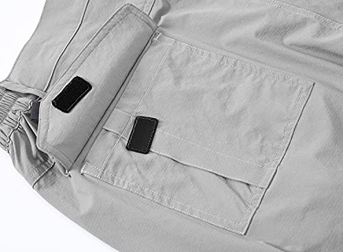TBMPOY Men's Hiking Cargo Shorts 9" Lightweight Water Resistant Quick Dry Travel Shorts with 6 Pockets for Outddor Golf Camping Light Grey 40