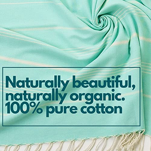PAMUKLU Cloud Oversized Beach Towel - Sand-Resistant, Quick Drying, Compact, Soft and Absorbent - 100% Organic Turkish Cotton - for Pool, Yoga, Travel, Outdoor Adventures, and Gifts (Blue S)