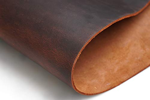 Tooling Leather Square 3.6mm-4.0mm (9-10oz) Thick Finished Full Grain Cow Hide Leather Crafts Tooling Sewing Hobby Workshop Crafting Leather Heavy Weight (Rust Red, 6"x12")