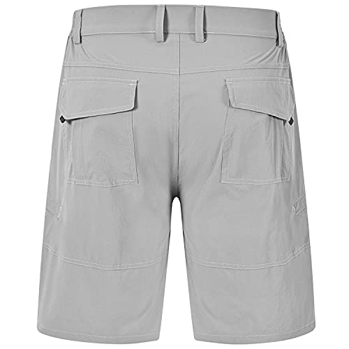 TBMPOY Men's Hiking Cargo Shorts 9" Lightweight Water Resistant Quick Dry Travel Shorts with 6 Pockets for Outddor Golf Camping Light Grey 40