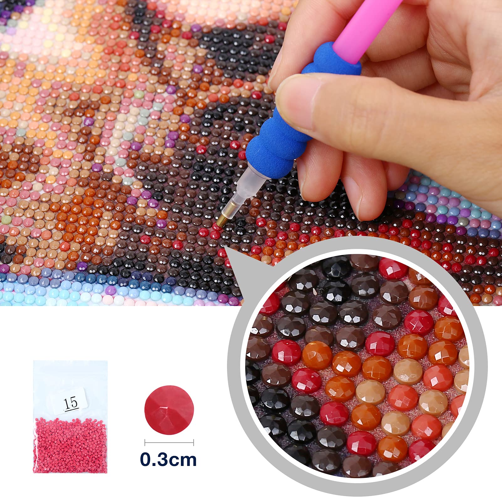 Mingming Diamond Painting Fairy and Tiger Angel DIY 5D Full Drill Round for Beginners Fantasy Forest Art Kit Crafts Adults Kits Accessories Dot Paint Gem Numbers 12X16in
