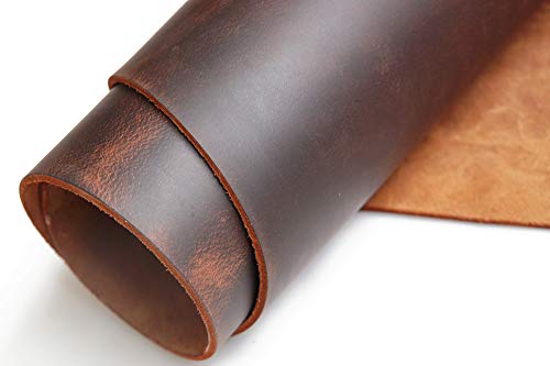 Tooling Leather Square 3.6mm-4.0mm (9-10oz) Thick Finished Full Grain Cow Hide Leather Crafts Tooling Sewing Hobby Workshop Crafting Leather Heavy Weight (Rust Red, 6"x12")