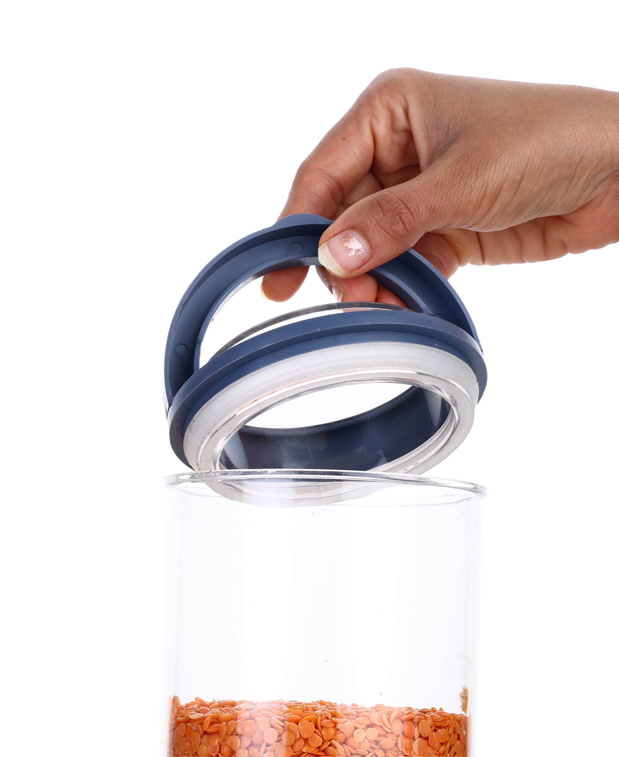 MACHAK Plastic Vaccume Smart Airtight Kitchen Storage Container Set, 900ml (Grey, Set of 10)