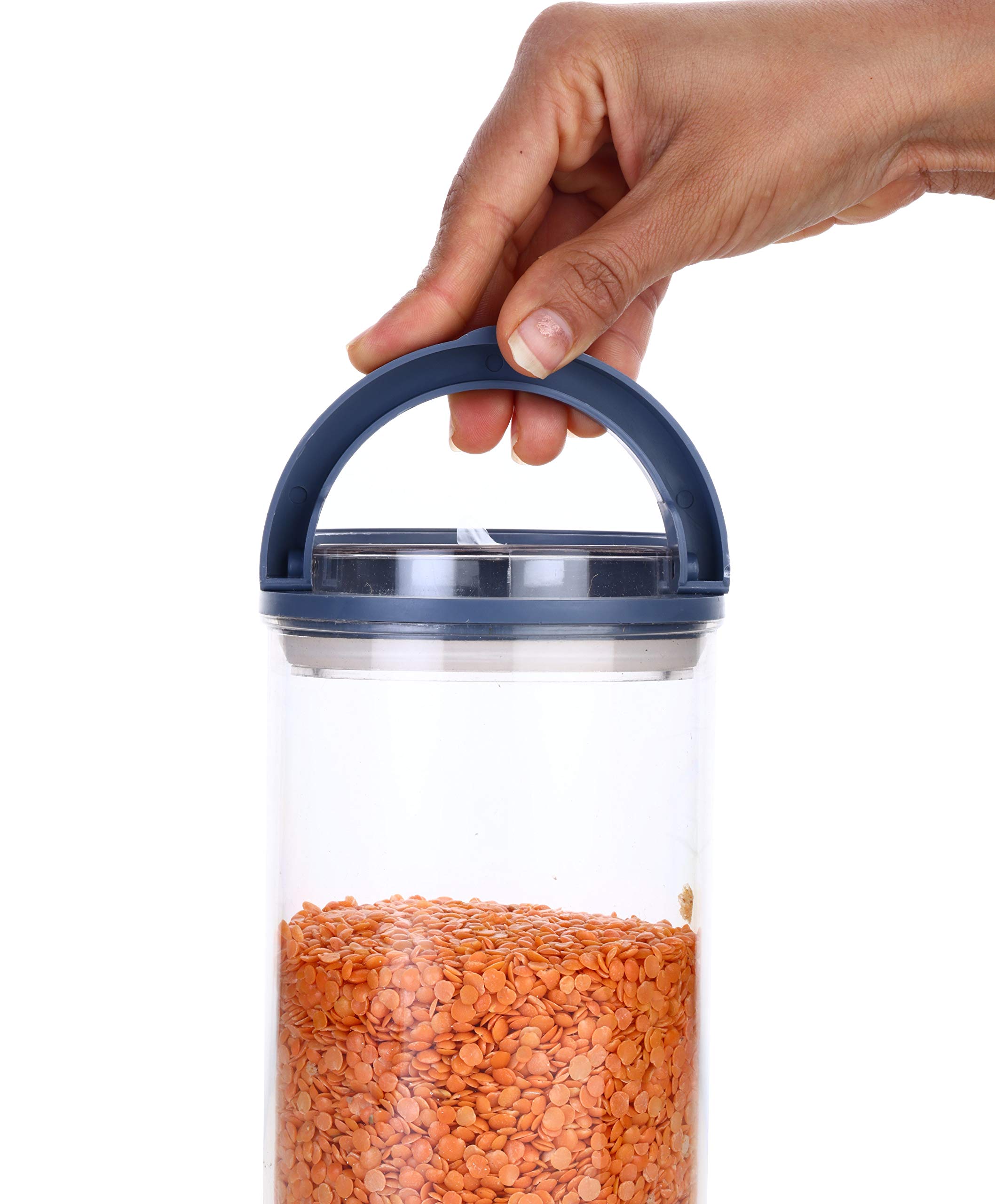 MACHAK Plastic Vaccume Smart Airtight Kitchen Storage Container Set, 900ml (Grey, Set of 10)