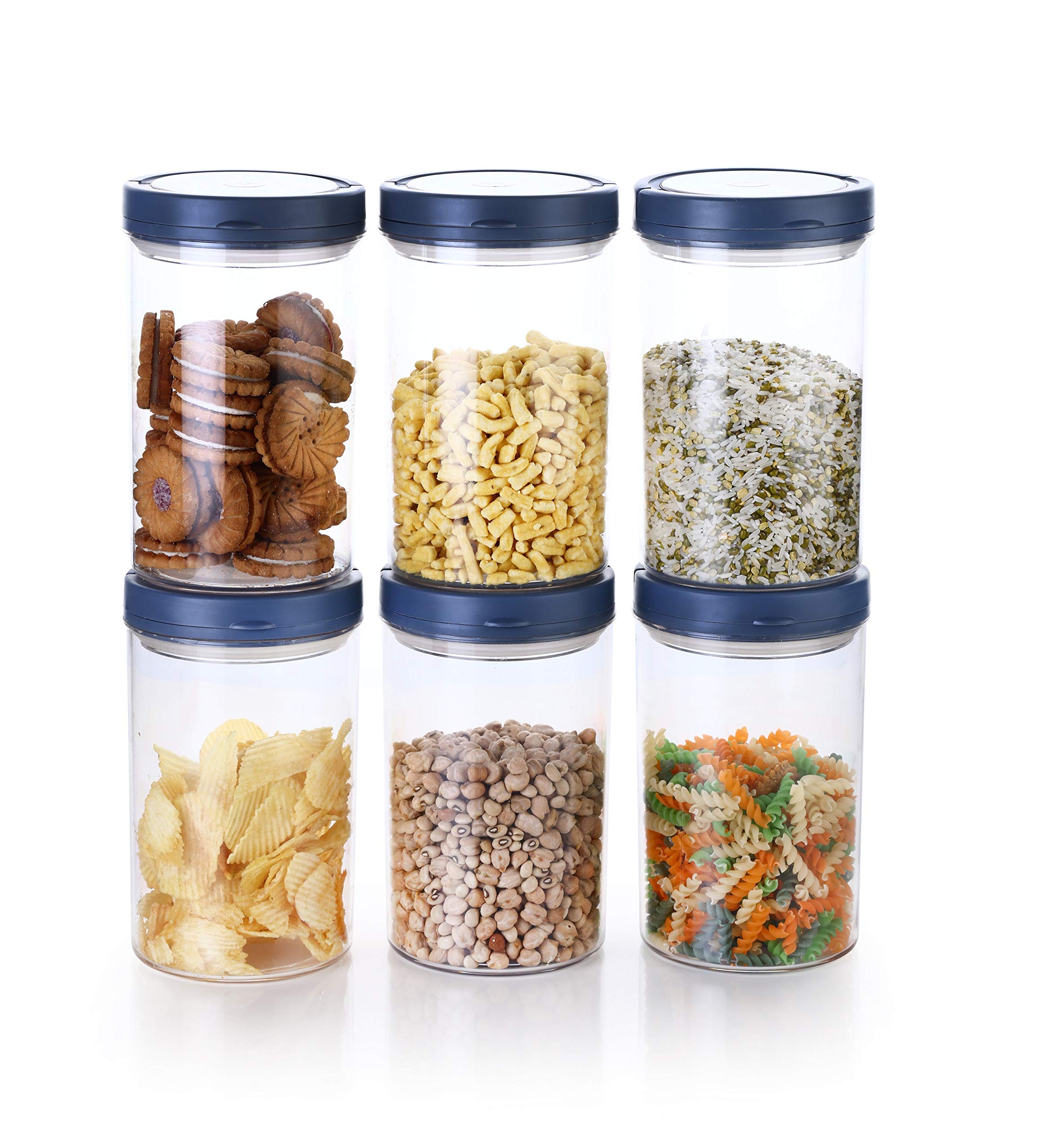 MACHAK Plastic Vaccume Smart Airtight Kitchen Storage Container Set, 900ml (Grey, Set of 10)