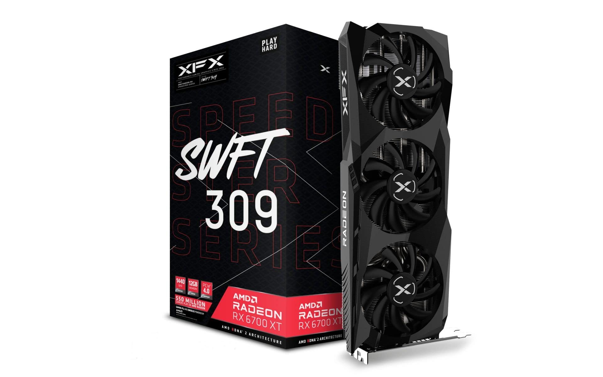 XFX Speedster SWFT309 AMD Radeon RX 6700 XT CORE Gaming Graphics Card with 12GB GDDR6 HDMI 3xDP, AMD RDNA 2 RX-67XTYJFDV