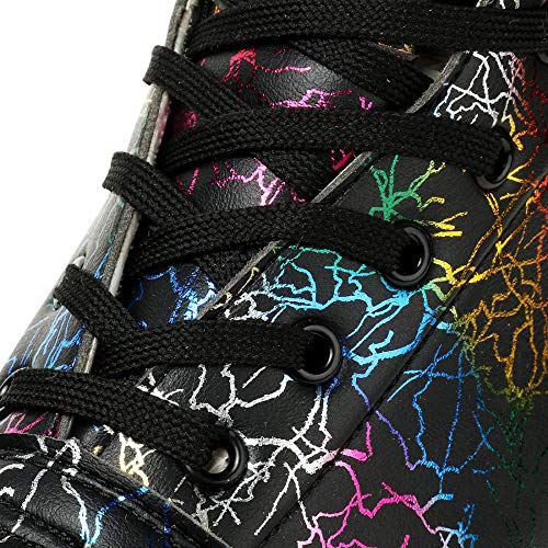 Milkyway Unisex Roller Skates Double Row Four Wheels High-top Roller Skates Lightning Pattern for Beginners Womens Mens Boys and Girls (Lightning Black Black Wheel,40=US Women 8=Men=6.5)