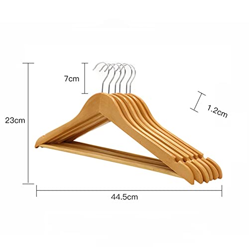 Coat Hangers 5Pcs Sturdy Good Load-Bearing Shirt Wooden Hanger Clothes Drying Racks (Wooden Color 5PCS)