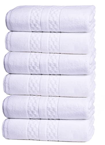 Hotel Collection_6 Piece Hand Towels Set, 6X (28'' x 16''), 100% Turkish Cotton, Absorbent, Decorative & Soft, Luxury Quality, Large Towels for Bathroom, for Hotel, Spa, Home and Commercial Use/White.