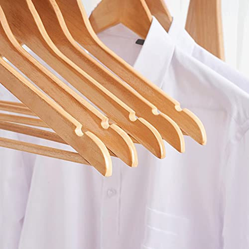 Coat Hangers 5Pcs Sturdy Good Load-Bearing Shirt Wooden Hanger Clothes Drying Racks (Wooden Color 5PCS)