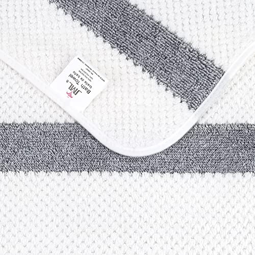 JML Microfiber Bath Towels, Bath Towel 2 Pack(30" x 60"), Oversized, Soft, Super Absorbent and Fast Drying, Multipurpose Use for Sports, Fitness, Yoga, Waffle Stripe Grey