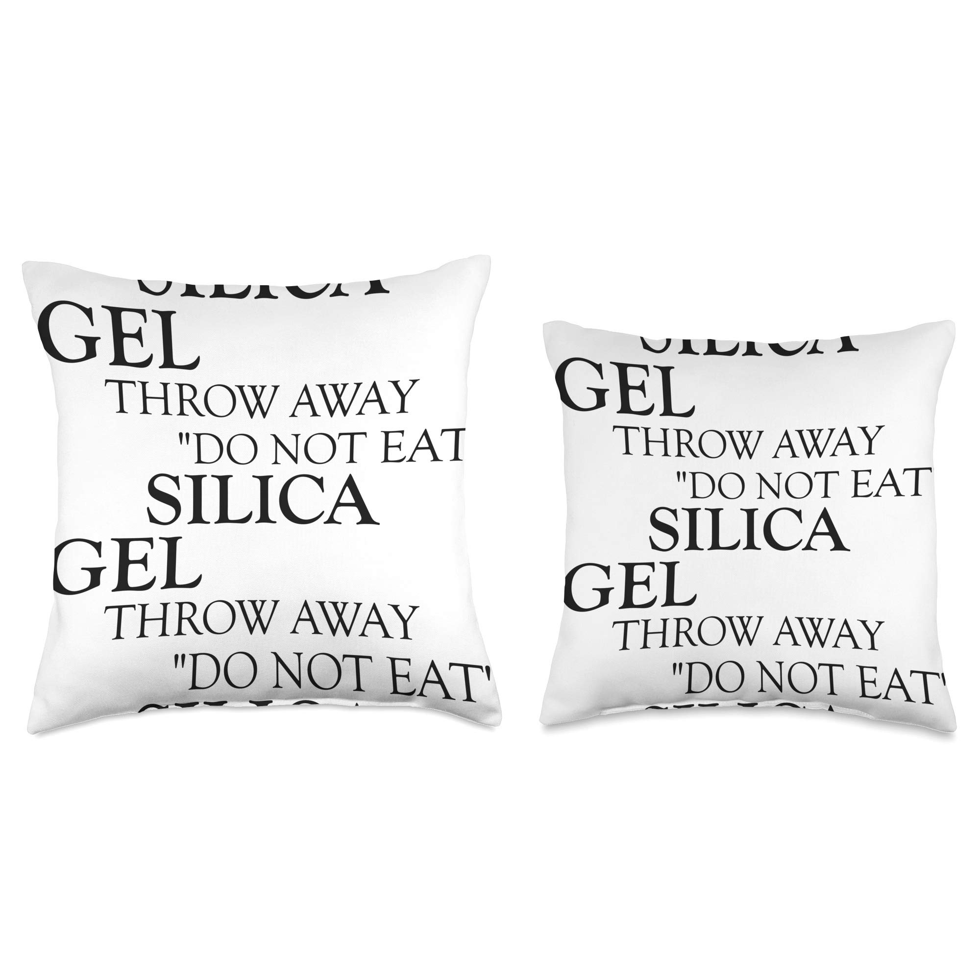 DESICCANT SILICA GEL DO NOT EAT THROW AWAY BLACK Throw Pillow