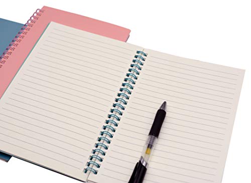 Yansanido Red Cover Spiral Notebook, 4 Pcs A5 Thick Plastic Hardcover 8mm Ruled 80 Sheets -160 Pages Journals for Study and Notes (Ruled-4pcs Wine Red, A5)