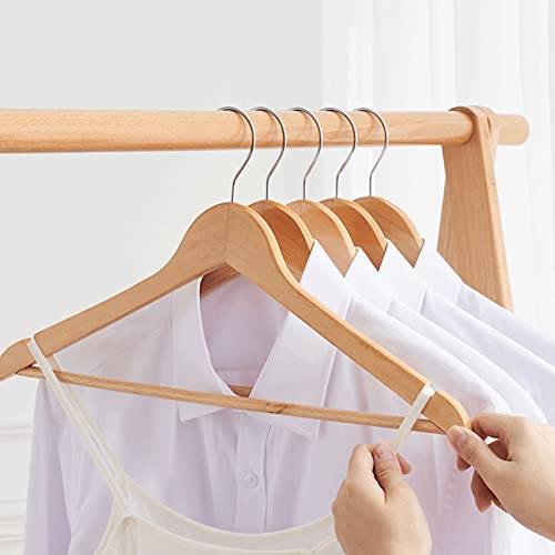 Coat Hangers 5Pcs Sturdy Good Load-Bearing Shirt Wooden Hanger Clothes Drying Racks (Wooden Color 5PCS)
