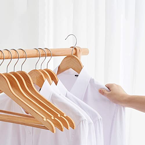 Coat Hangers 5Pcs Sturdy Good Load-Bearing Shirt Wooden Hanger Clothes Drying Racks (Wooden Color 5PCS)