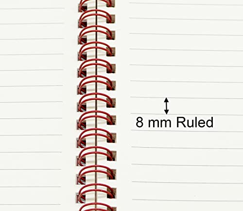 Yansanido Red Cover Spiral Notebook, 4 Pcs A5 Thick Plastic Hardcover 8mm Ruled 80 Sheets -160 Pages Journals for Study and Notes (Ruled-4pcs Wine Red, A5)