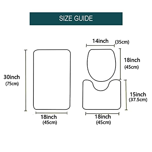 Christmas Gnome 3 Piece Bath Rugs Sets Xmas Tree Snowflake Bathroom Mats Set for Christmas Decorations U-Shaped Contour Toilet Lid Cover