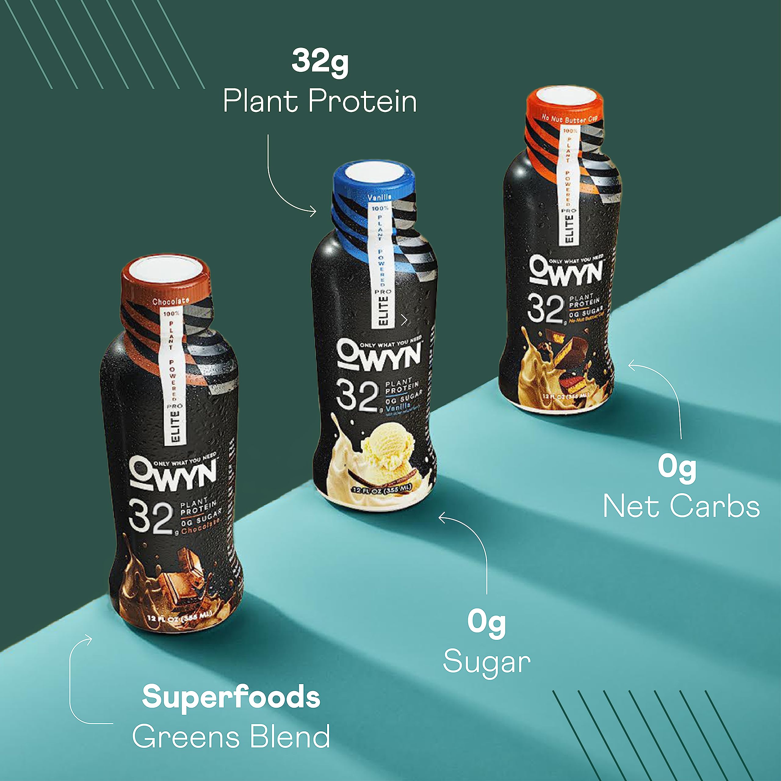 OWYN Only What You Need Pro Elite Vegan Plant Based High Protein Keto Shake, No Nut Butter Cup, Zero Sugar, 32g Protein, Omega-3, Prebiotics, Superfoods Greens for Workout and Recovery, 0g Net Carbs