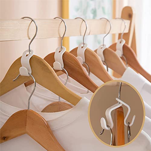 Ameolela 50PCS Clothes Hanger Connector Hooks, Cascading Clothes Hangers for Heavy Duty Space Saving Cascading Connection Hooks for Clothes Closet, White