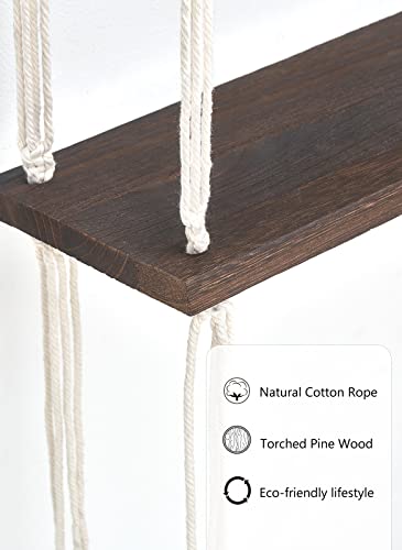 Mkono Macrame Wall Hanging Decor and Organizer Boho Hanging Shelf for Bathroom, Bedroom, Living Room